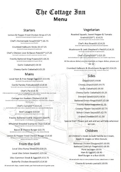 Menus - The Cottage Inn