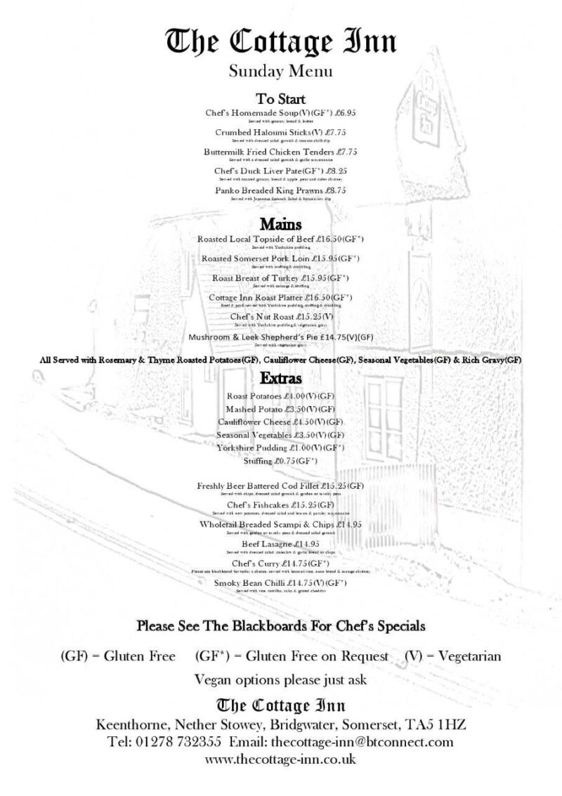 Menus - The Cottage Inn