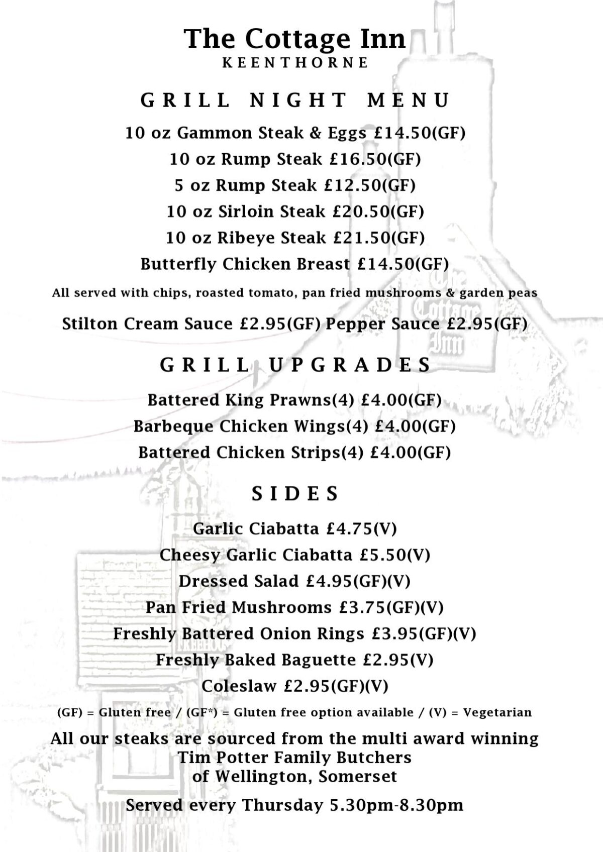 Menus - The Cottage Inn