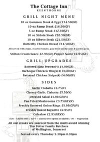 Menus - The Cottage Inn