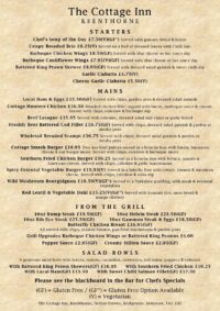 Menus - The Cottage Inn