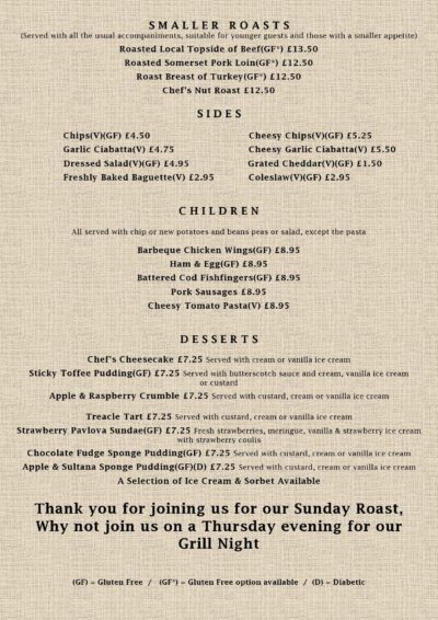 Menus - The Cottage Inn