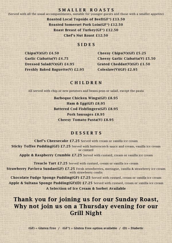 Menus - The Cottage Inn