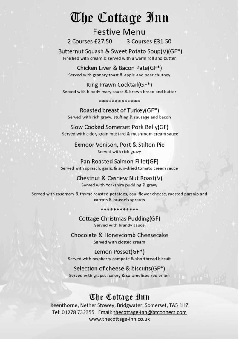 Menus - The Cottage Inn